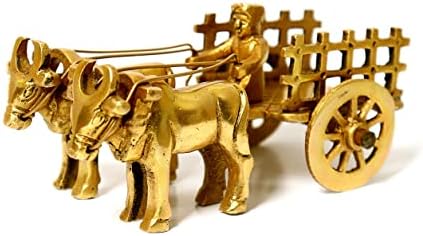 Buy CRAFTHUT Brass Bull Cart with Open Jaali Pulled by Double Bull ...
