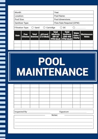 Pool Maintenance Log Book: Simple Daily Pool Maintenance Checklist,Pool Care Service Checklist ...