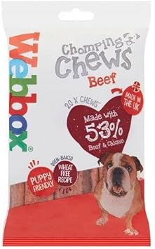 Webbox Dog Chomping Chews Treats Beef 200g - Box of 10 : Amazon.co.uk ...