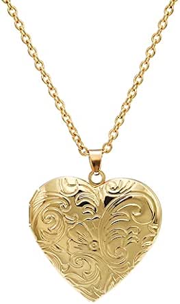Gold Heart Locket Necklace for Women that Holds Pictures Customizable ...