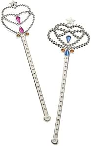 Amazon.com: 2 Silver Princess Magic Wands Combo with Fairy Princess ...