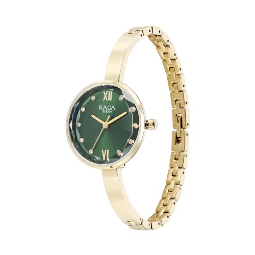 Titan Raga Showstopper Quartz Analog Green Dial Metal Strap Watch for ...