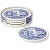 Amazon.com | Spode Blue Italian Ceramic Coasters with Holder - Set of 4 ...