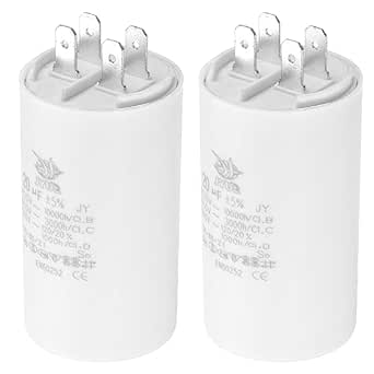 Amazon.co.jp: PATIKIL 2pcs CBB60 20uf Running Condenser AC 450V 4pin 50/60Hz Double Insert ...