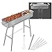 IRONWALLS Portable Charcoal Grills, L 32” x W 8” x H 31” Stainless Steel Folding Yakitori Grill ...