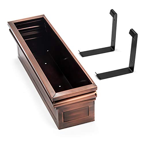 H Potter Window Planter Box Copper Flower Outdoor Plant Container for ...