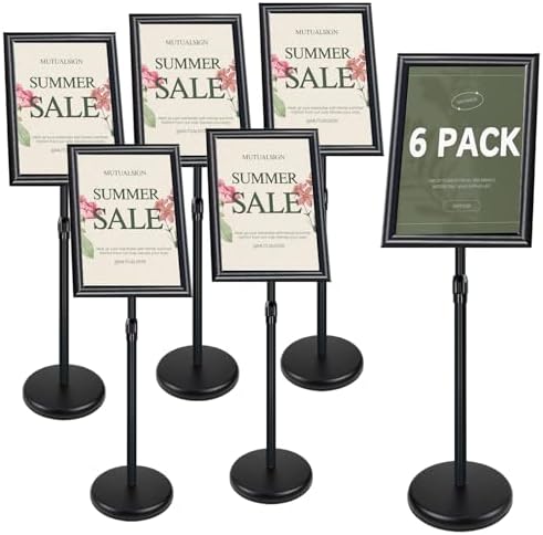 Mutualsign 6pcs A3 Stand Sign Holder Display Free Standing Signs ...