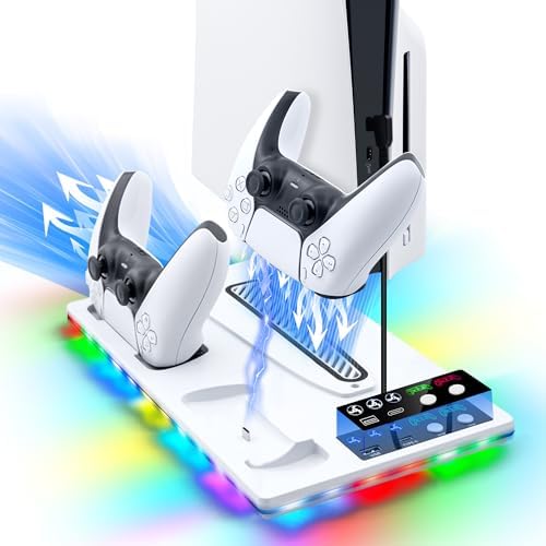 Mcbazel RGB Cooling Stand for PS5 Pro/PS5 Slim/PS5, Dual Controller ...