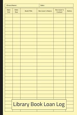 Library Book Loan Log: Book Borrow Tracker | Library Sign Out Sheets ...