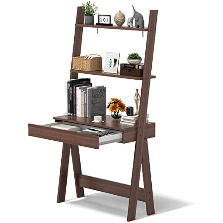 Tangkula 2-Tier Ladder Desk with Drawer & Storage, Australia | Ubuy