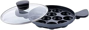 Premium 12 Cavity Aluminium Non-Stick Appachatty with Glass Lid, Appam ...
