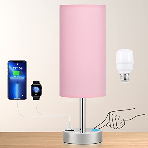 Snapklik.com : Pink Touch Nightstand Lamps For Girl - Small Bedside Lamp