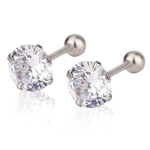 Amazon.com: 3mm Cubic Zirconia Stud 925 Sterling Silver Screw Backs ...