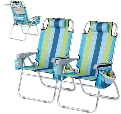 Amazon.com: Nautica Beach Chairs for Adults 2 Pack - 5 Position ...