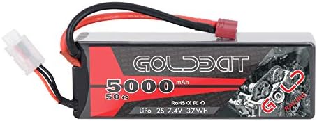 Amazon.com: GOLDBAT 2S Lipo Battery 5000mAh 50C 7.4V Pack Hardcase with ...
