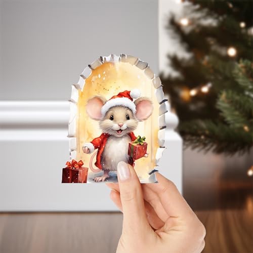 Amazon.com: 3D Wall Stickers Mouse Hole Decal - Christmas Mouse House ...