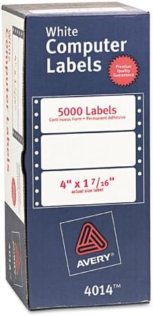 Amazon.com : Continuous Form Computer Labels for Pin-Fed Printers, 4" x ...