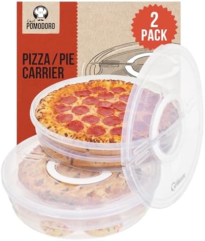 Amazon.com: Chef Pomodoro 12-Inch Pie Carrier with Lid and Divider, 2-Pack Reusable Pizza ...