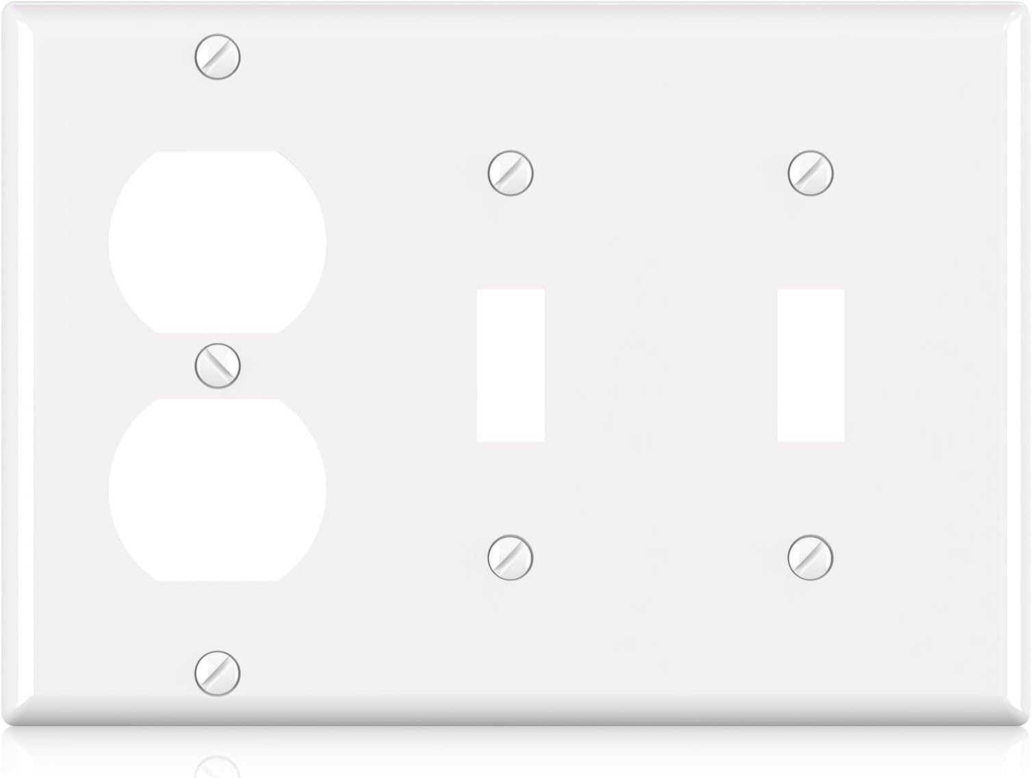 Leviton 88021 3-Gang 2-Toggle 1-Duplex Device Combination Wallplate ...