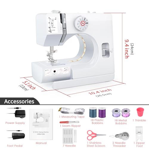 Snapklik.com : KPCB Sewing Machine For Beginners 12 Stitches, Updated ...
