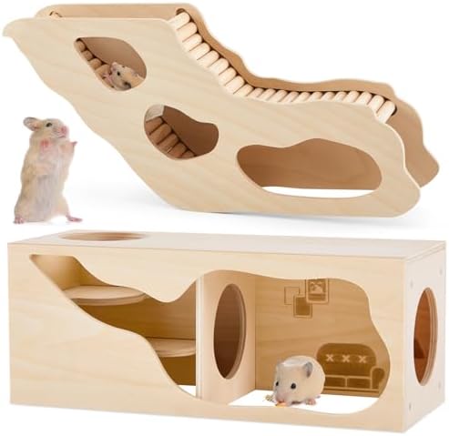 Amazon.com : Large Size Syrian Hamster Explorer Set - Snap-Together Wooden Burrow with Panoramic ...