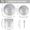 Amazon.com: 96 Pieces Silver Glitter Party Tableware Set for Denim and ...