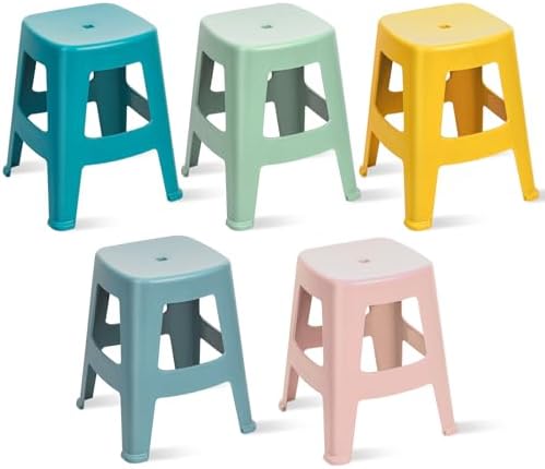 Amazon.com: Wesiti 5 Pack Plastic Stools Durable Step Stool Plastic ...