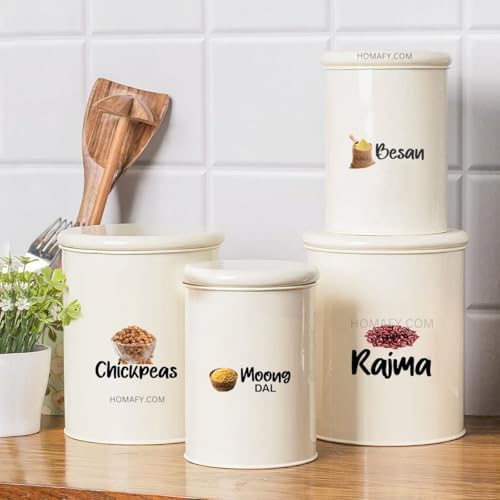 Homafy 3D Kitchen Stickers for Jars with Daal Name, Jar Organizer ...