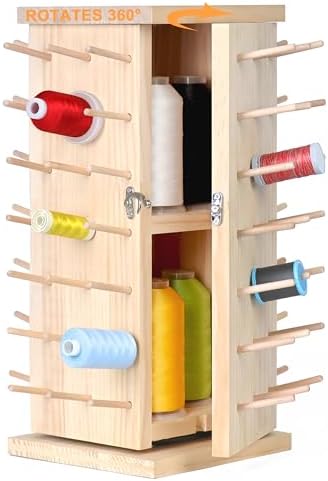 New brothread 2x60 Spools Wooden Thread Rack/Thread Holder Organizer ...