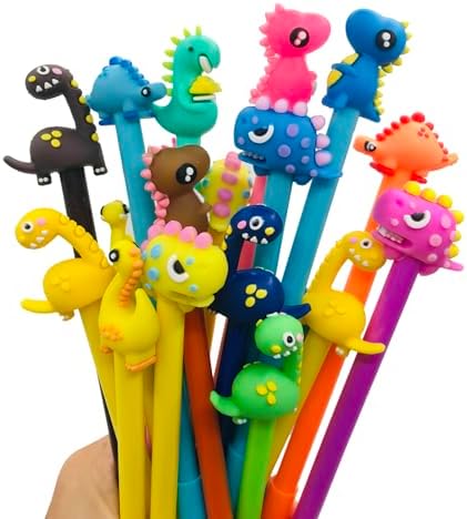 Amazon.com: 36 Cute Dinosaur Gel Pens - 0.5mm Black Ink, Fun Kawaii ...