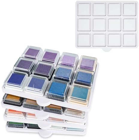 SANFURNEY Ink Pad Cube Caddy Mini Size Stamp Pad Storage Tray Ink Pad ...