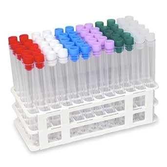 60 Tube - 16x150mm Clear Plastic Test Tube Set with Caps and Rack ...
