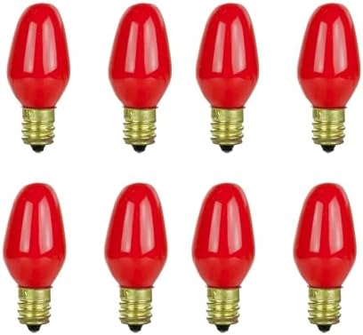 Sunlite 7C7 Incandescent Bulb, 7 Watt, Candelabra E12 Base, C7 Small ...