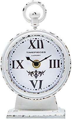 Amazon.com: NIKKY HOME Vintage Table Clock, White Mantel Clock Rustic ...