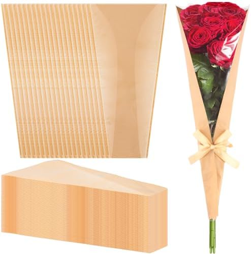 Amazon.com: Ctosree 200 Pcs Flower Bouquets Wrapping Paper Brown Kraft ...