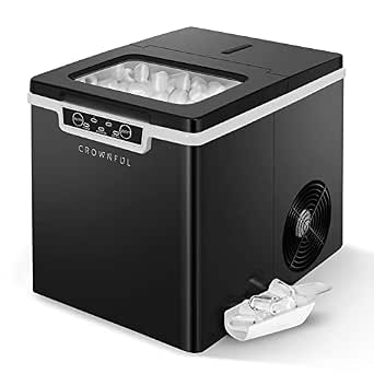 CROWNFUL Ice Maker Countertop Machine, 9 Bullet Ice Cubes Ready in 8 ...