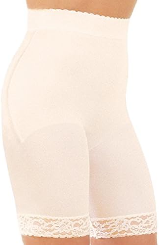 Rago Shapewear Long Leg Shaper w/Gripper Stretch Lace Bottom Beige 14X ...