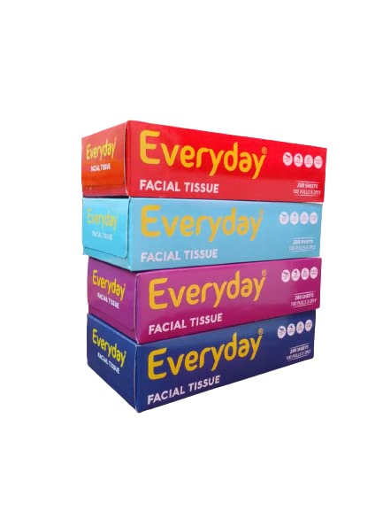 Everyday Soft Facial/Face Tissues, 2ply, 100 Pulls, Pack of 4 | 400 ...