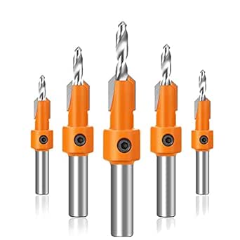 Preshwous Countersink Drill Bits Set, 5Pcs Countersink Drill Bit for ...