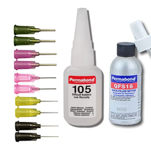 Permabond 105 Instant Adhesive-for Difficult Plastics & Rubbers (Like EPDM), Tip Kit and ...
