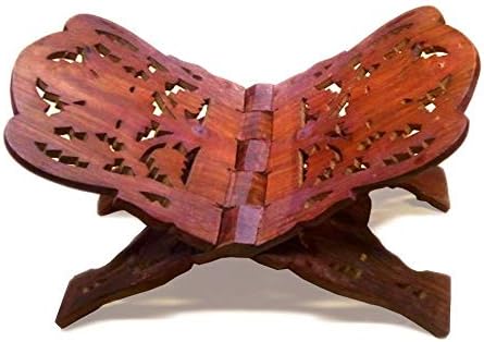 Karigar Creations Wooden Hand Carved Holy Book Stand Figurine, Brown ...