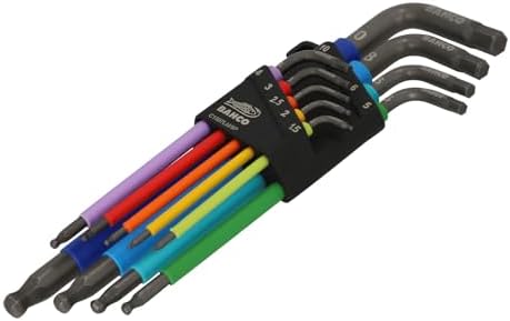 Bahco C1997LM/9P 9 Piece Metric Long Ball End Coloured Hexagon Allen ...