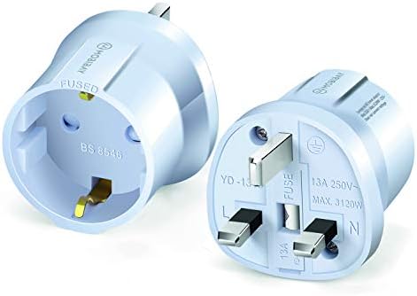 European to UK Plug Adaptor Pack of 1 White - EU to UK Plug Adapter EU ...
