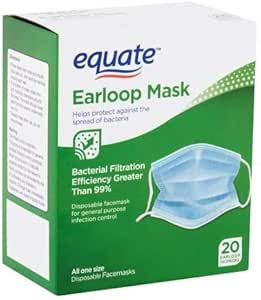 Equate Earloop Disposable Facemasks, 20 Count Each (Pack of 2) : Amazon ...