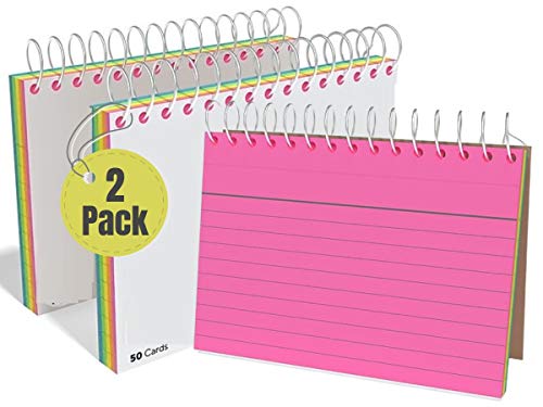 Snapklik.com : 1InTheOffice Spiral Index Cards 3x5, Neon Index Cards, Assorted Bright Colors ...