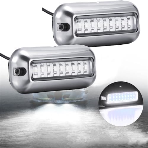 Krtopo 2x 27 LED Underwater Boat Lights - 12V-30V Rear Fish Light ...
