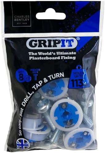 Gripit Assorted Plasterboard Fixings - Pack of 32 - Heavy Duty Plasterboard Fixings for Drywall ...