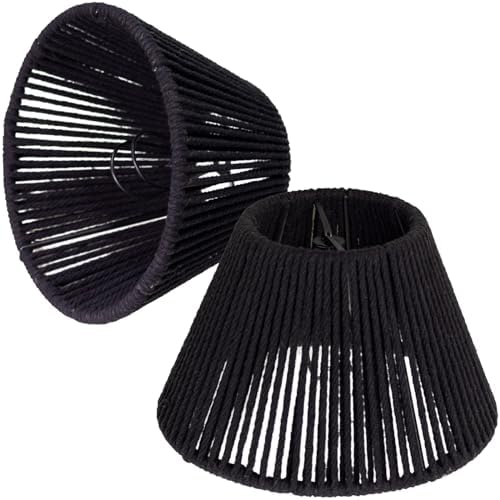 small black lamp shade round mini boho lampshade,clip-on mini lamp ...