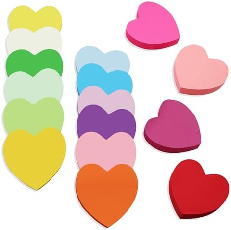 1200 Sheets 3X3in (76 * 76mm) Heart Shape Sticky Notes Set, Colourful ...