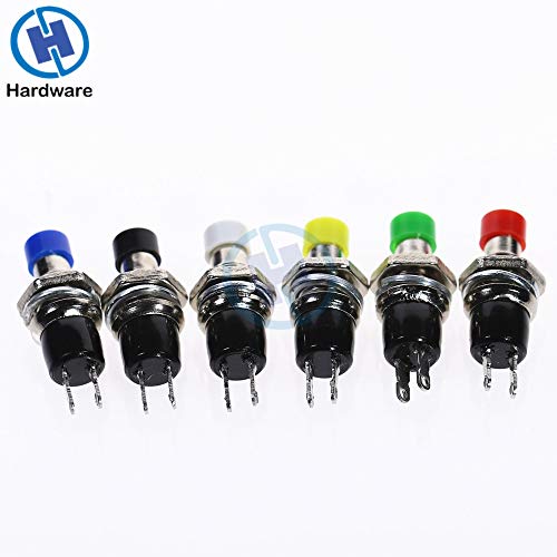 Pushbutton Switches 5Pcs Blue Lockless ON/OFF Push button Switch Press the Reset Switch PBS-110 ...